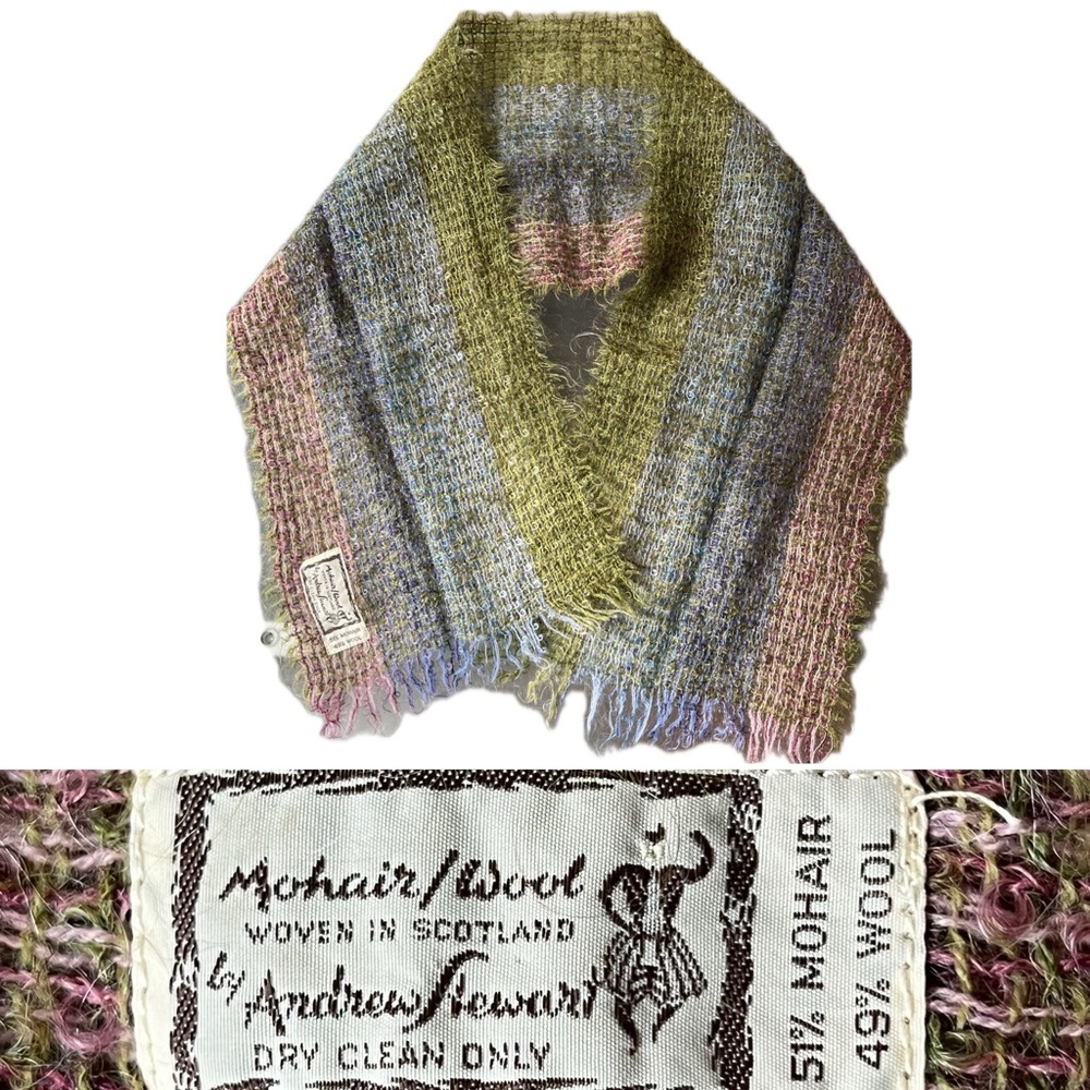 Andrew Stewart Mohair/Wool Vintage Pastel Ombr Scarf … - Gem